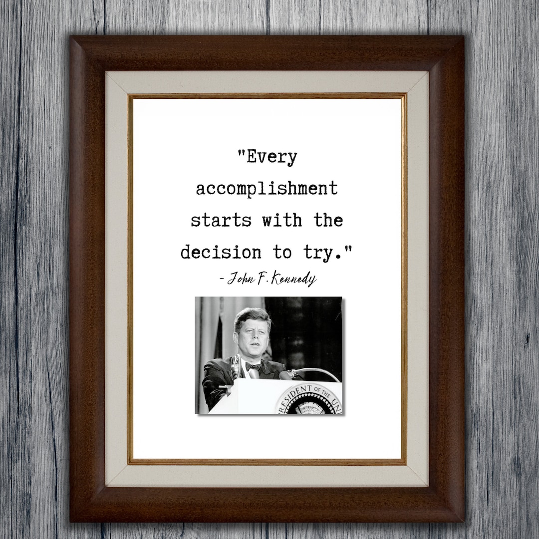 John F Kennedy Inspirational Quote Art, President Portrait, JFK Speech ...