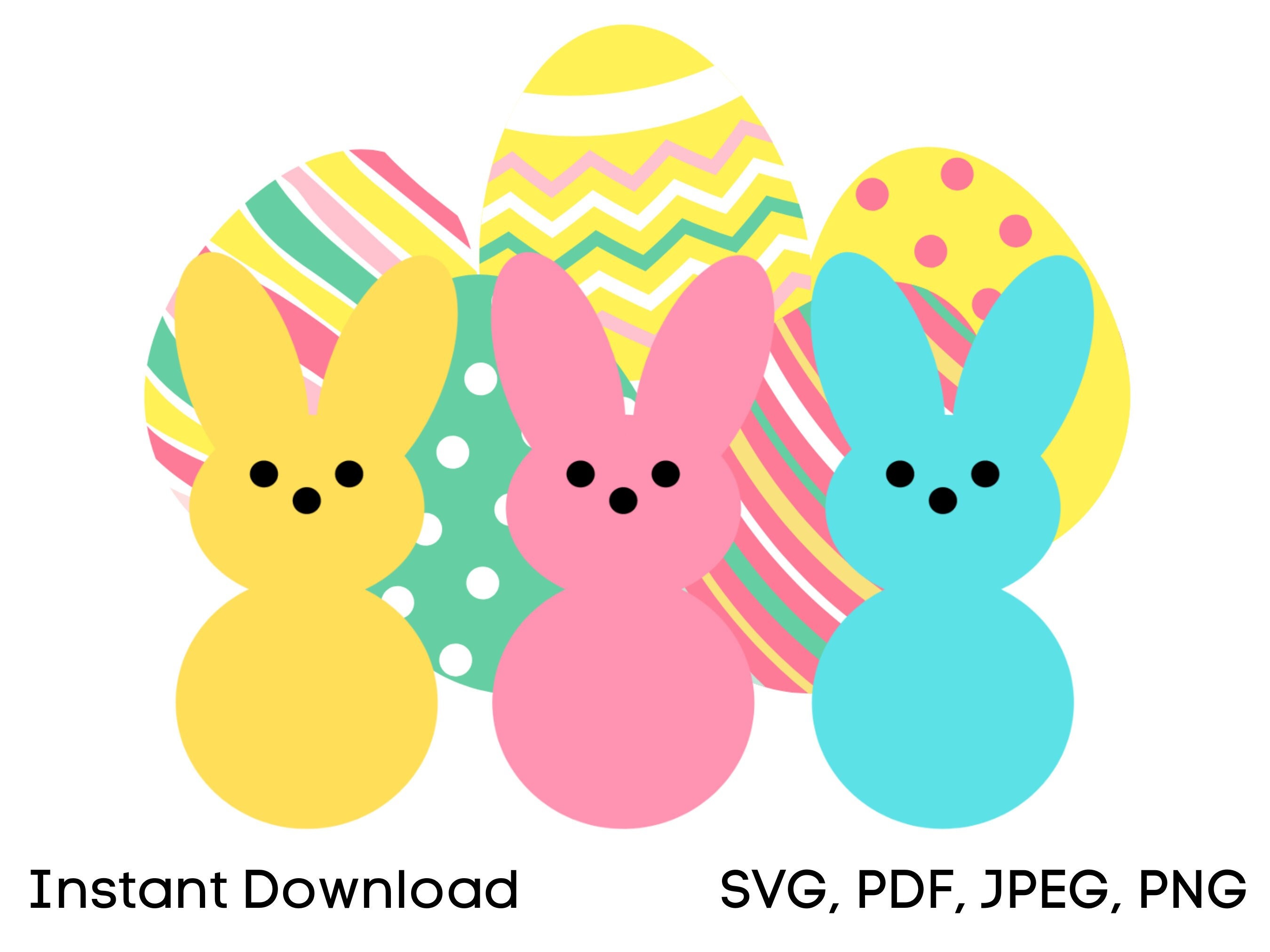 Easter Bunnies and Easter Eggs SVG, Easter Clipart, Colorful Rabbits ...