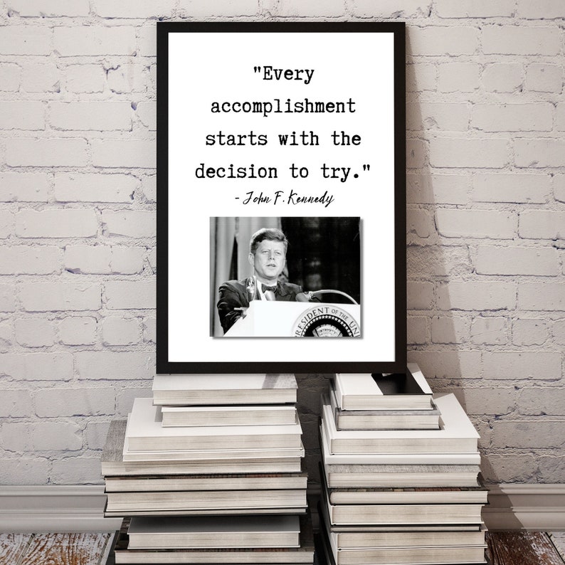 JFK Inspirational Quote Print, President Kennedy Portrait (digital) - Etsy