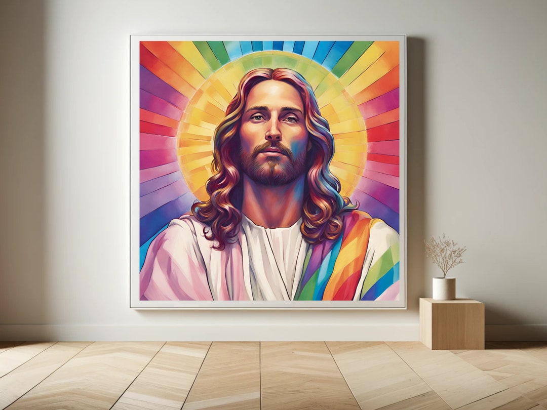 Rainbow Jesus Art Print: LGBTQ+ Christian Home Decor (digital) - Etsy