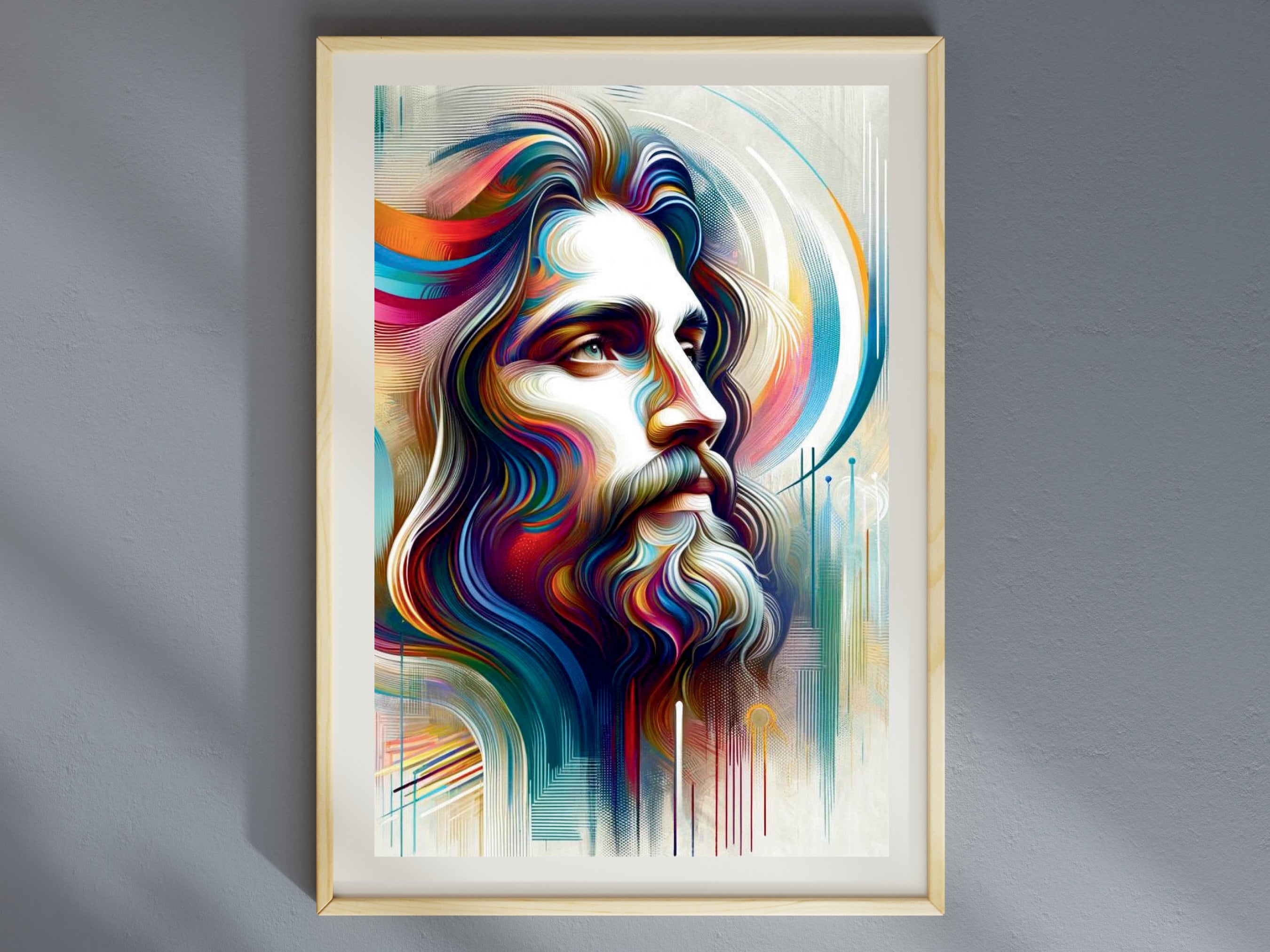 Modern Jesus Wall Art, Printable Christian Wall Decor, Colorful Jesus ...