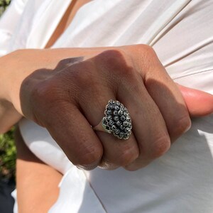 Unique Vintage Cluster Ring, 925 Silver Ring, Marcasite Ring, Boho Chic ...