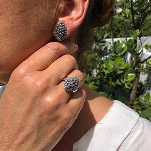 Unique Vintage Cluster Ring, 925 Silver Ring, Marcasite Ring, Boho Chic ...