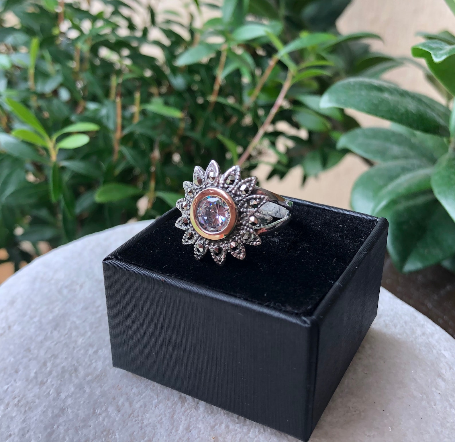 Sunflower Inspired Silver Ring 9k Gold Unique Boho Chic - Etsy