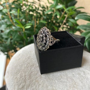 Unique Vintage Cluster Ring, 925 Silver Ring, Marcasite Ring, Boho Chic ...
