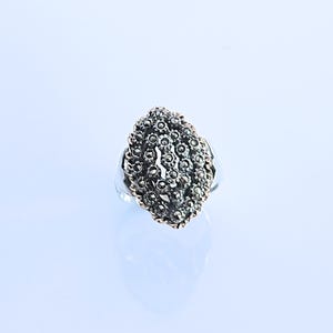 Unique Vintage Cluster Ring, 925 Silver Ring, Marcasite Ring, Boho Chic ...
