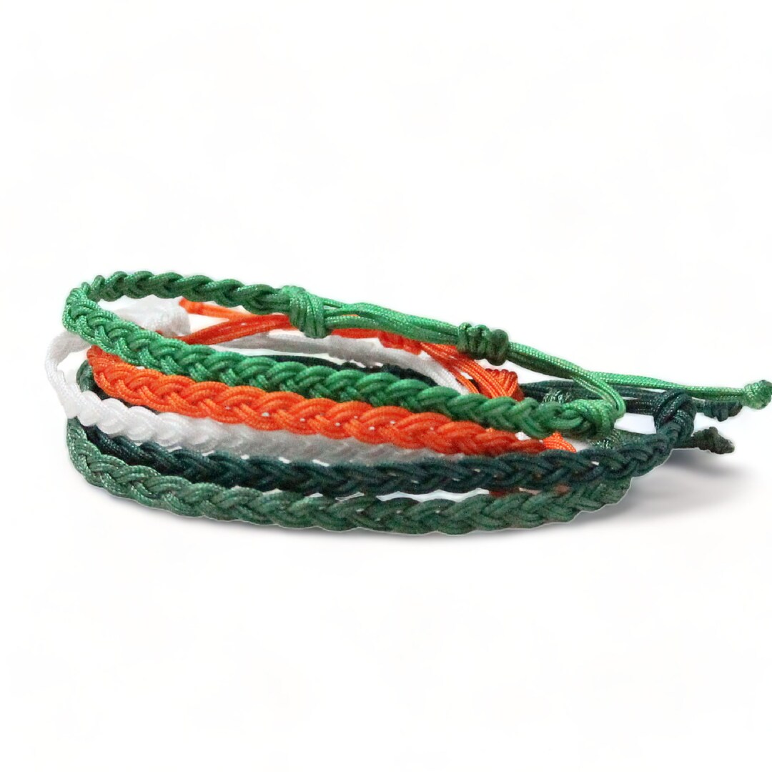 St Patrick's Day Braided SKINNY String Bracelet | Green White & Orange ...