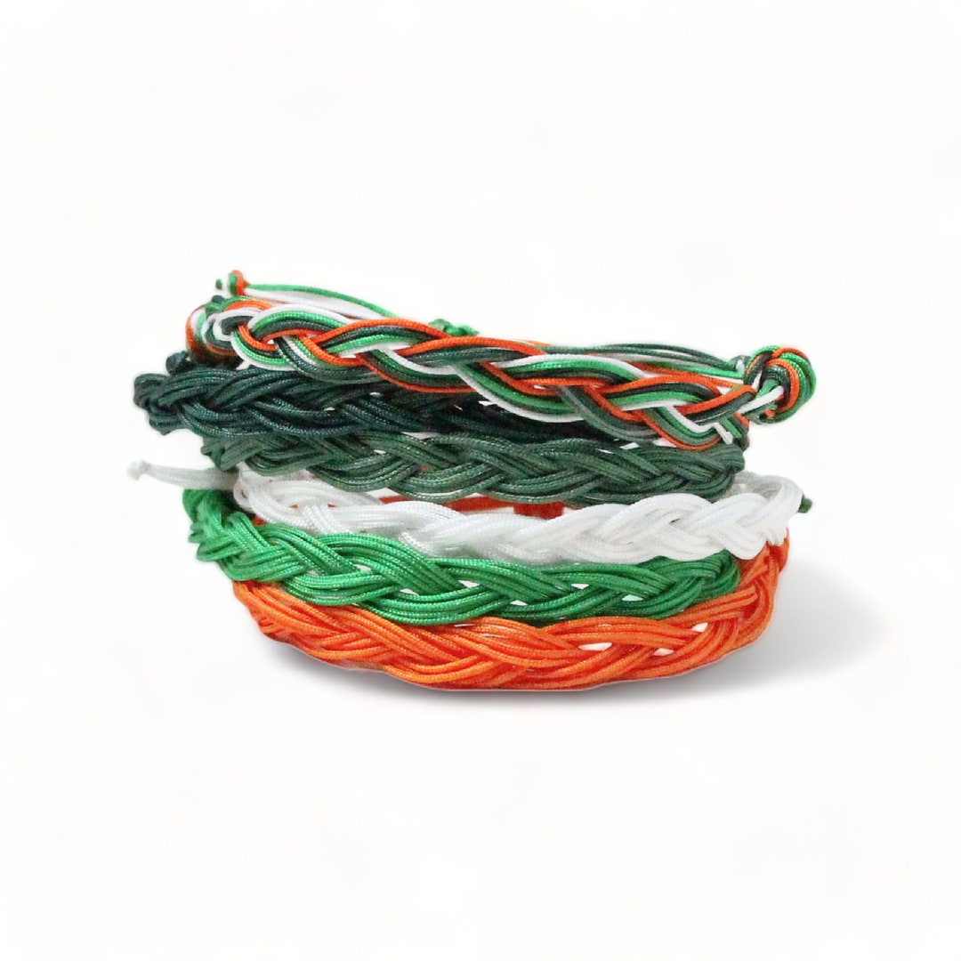 St Patrick's Day Messy Braided String Bracelet | Green White & Orange ...