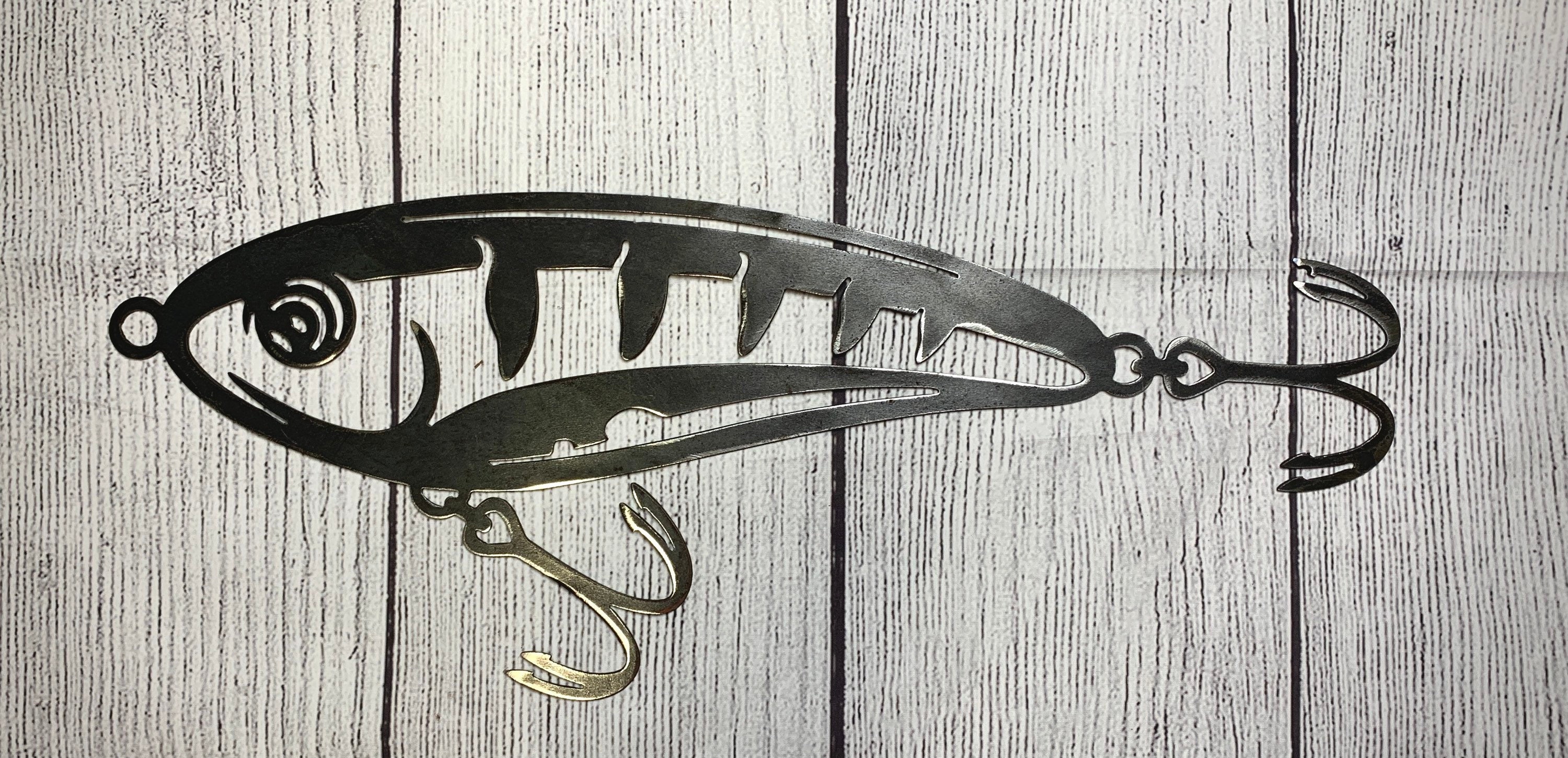 Metal art-16 gauge steel in black or bare metal Fishing Lure | Etsy