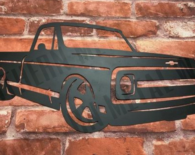 Metal Art 16 Gauge Steel in Black 1970s Body Style Chevy Truck Wall ...