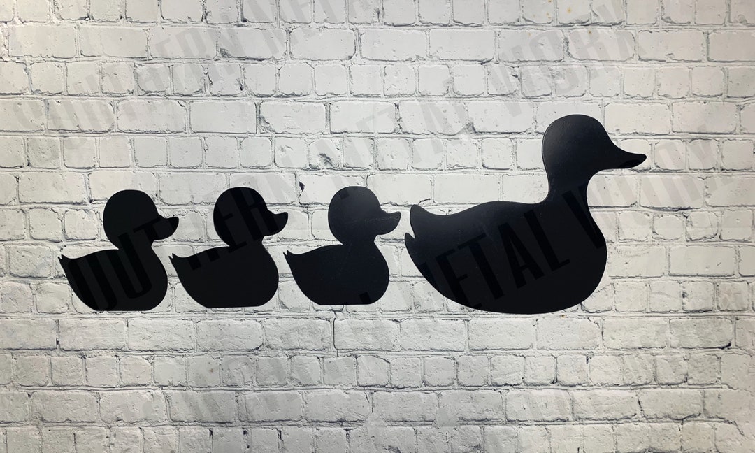 Metal Art 16 Gauge Steel in Black Mother Duck With Ducklings Wall Signs ...