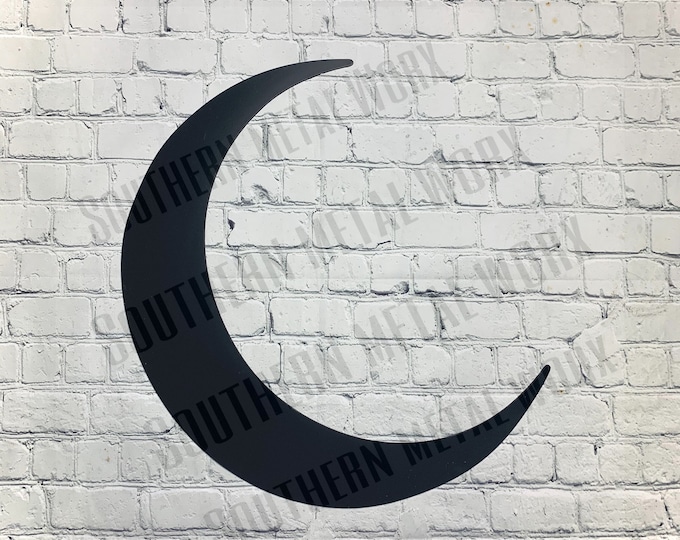 Metal Art 16 Gauge Steel in Black Crescent Moon Wall Sign Moon Wall ...
