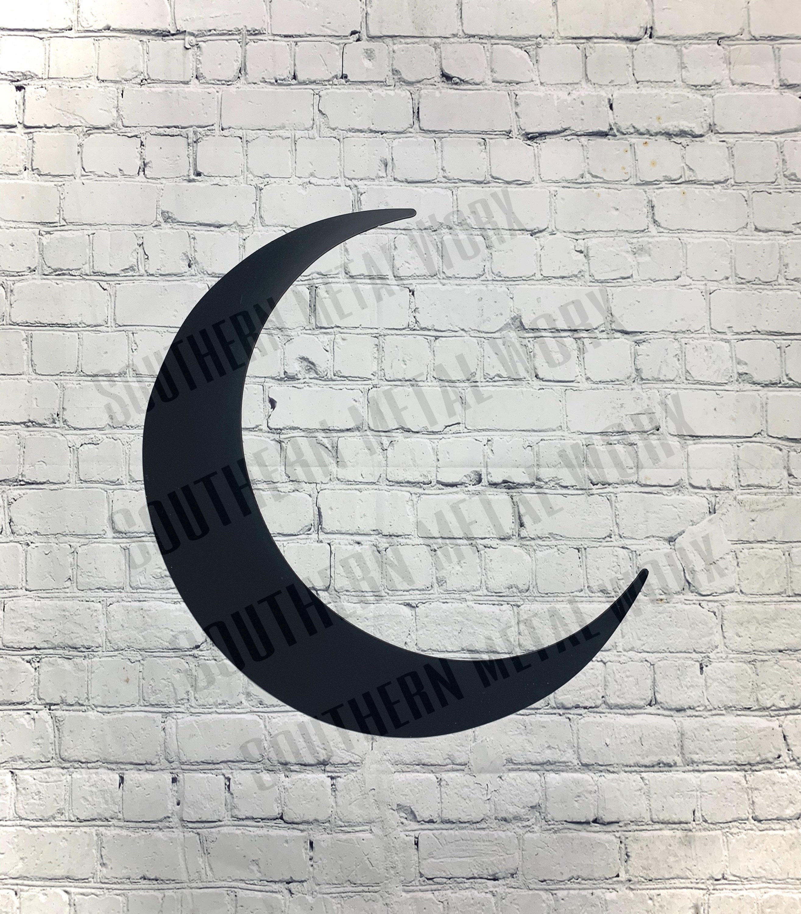 Metal art 16 gauge steel in black Crescent Moon wall sign | Etsy