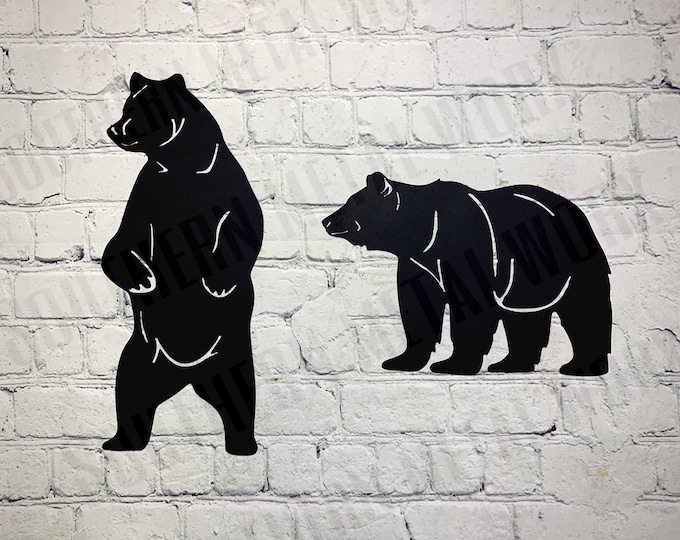 Metal Art 16 Gauge Steel in Black Bear on All Fours and Standing Bear ...
