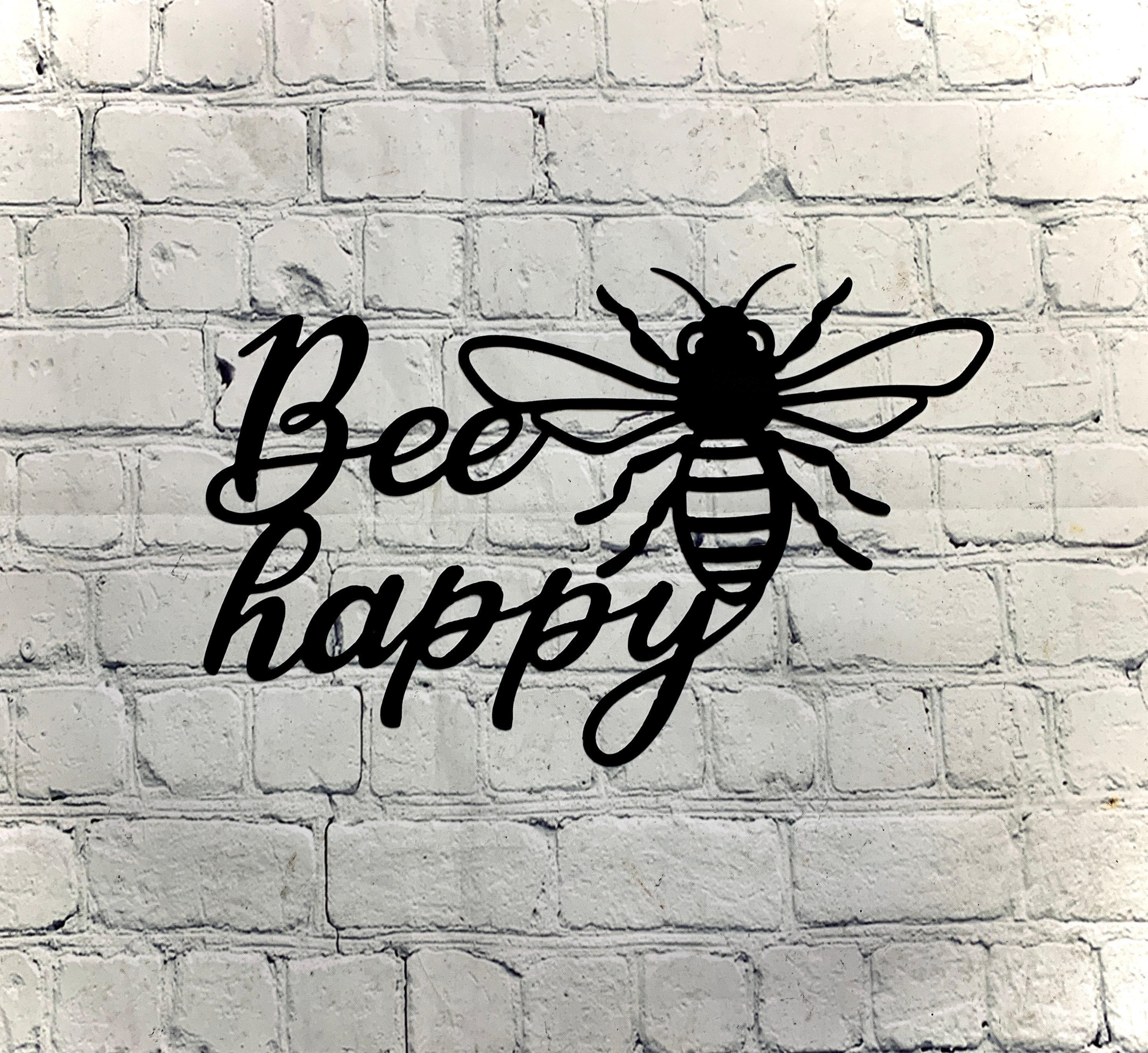 Metal Art 16 Gauge Steel in Black Bee Happy Wall Sign Honey | Etsy