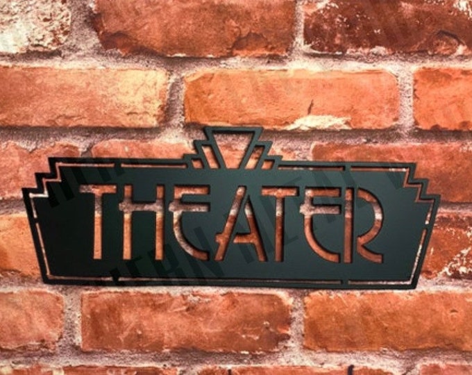 Metal Art 16 Gauge Steel in Black theater Metal Wall Sign Movie Room ...