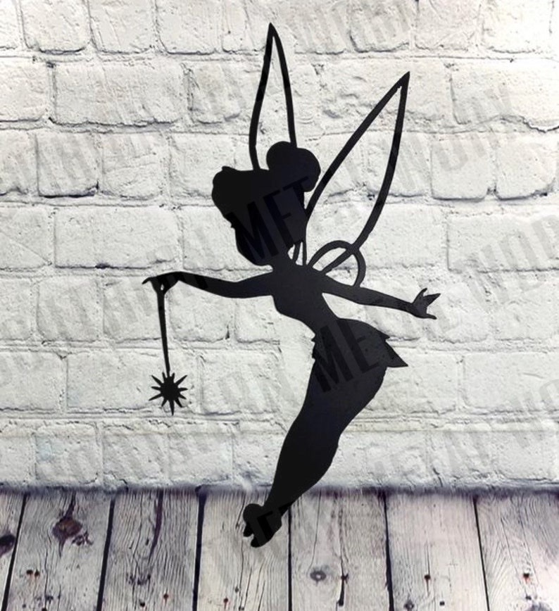 Metal Art 16 Gauge Steel in Black Tinker Bell Wall Sign - Etsy