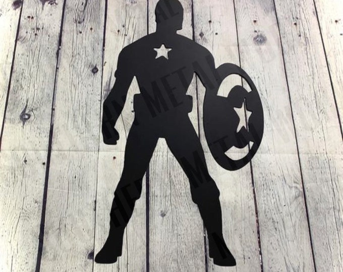 Metal Art 16 Gauge Steel in Black Marvel Captain America Wall Sign ...