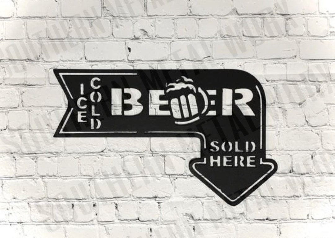Metal Art 14 Gauge Steel ice Cold Beer Sold Here Metal Sign in Black ...