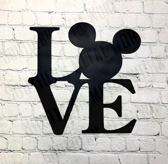 Metal Art 16 Gauge Steel in Black Disney Love Wall Sign | Etsy