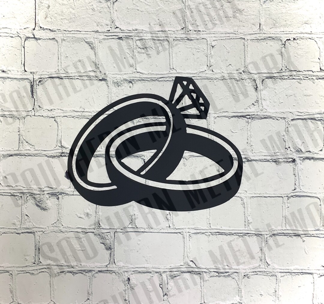 Metal Art 16 Gauge Steel in Black Wedding Rings Interlocked Wall Sign ...