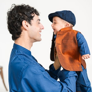 Rust Silk Koti Waistcoat Baby Kids; Ramadan, Eid, Kurta Pajama, Shalwar ...