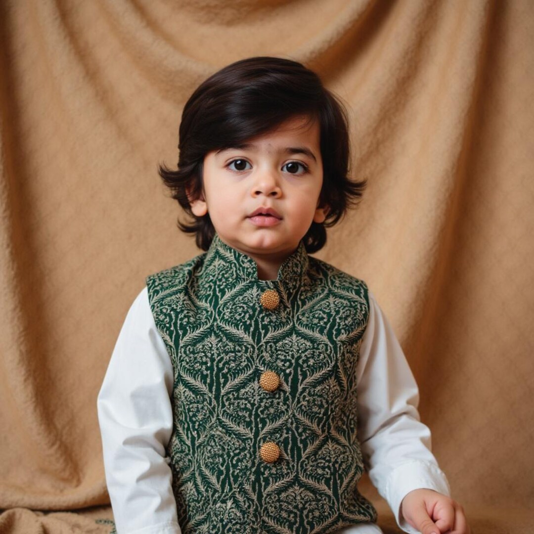 Joon Embroidery Green Koti - Baby Boy Kurta Pajama / Shalwar Kameez ...