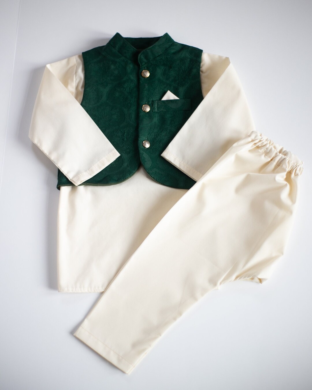 Mehendi Green Koti Set Baby Boy Kurta Pajama / Shalwar Kameez / Thobe ...