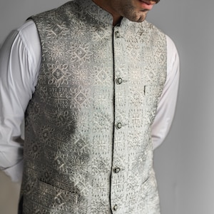 Grey Koti Waist Coat - Mens Kurta Pajama /shalwar Kameez / Thobe ...