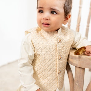 Ivory Embroidery Koti Waistcoat Baby Kids; Ramadan, Eid, Kurta Pajama ...