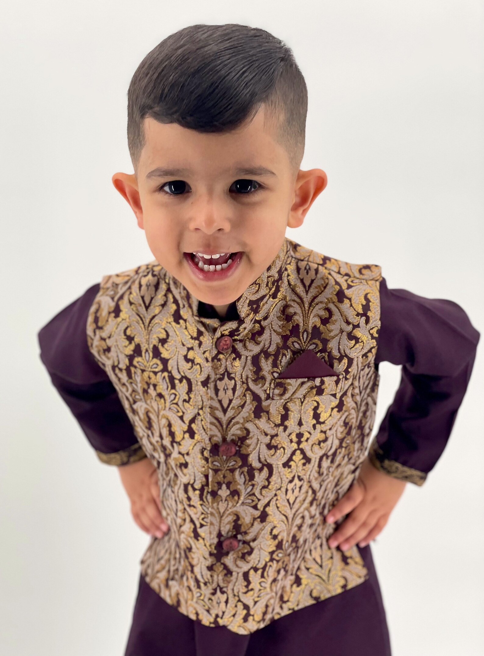 Nawab Plum Koti Set - Baby Boy Kurta Pajama / Shalwar Kameez / Thobe ...
