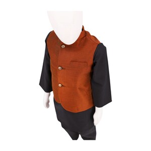 Rust Silk Koti Waistcoat Baby Kids; Ramadan, Eid, Kurta Pajama, Shalwar ...