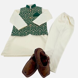 Joon Embroidery Green Koti Baby Boy Kurta Pajama / Shalwar Kameez ...