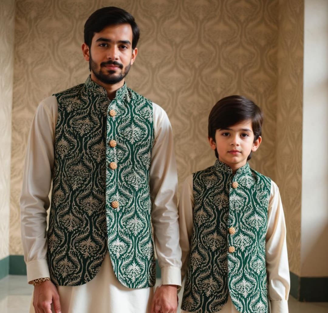 Joon Embroidery Green Koti Baby Boy Kurta Pajama / Shalwar Kameez ...