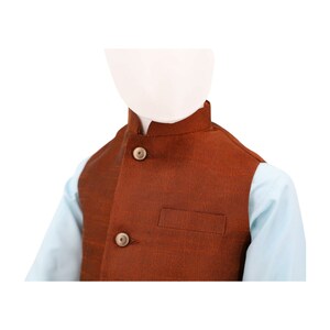 Rust Silk Koti Waistcoat Baby Kids; Ramadan, Eid, Kurta Pajama, Shalwar ...