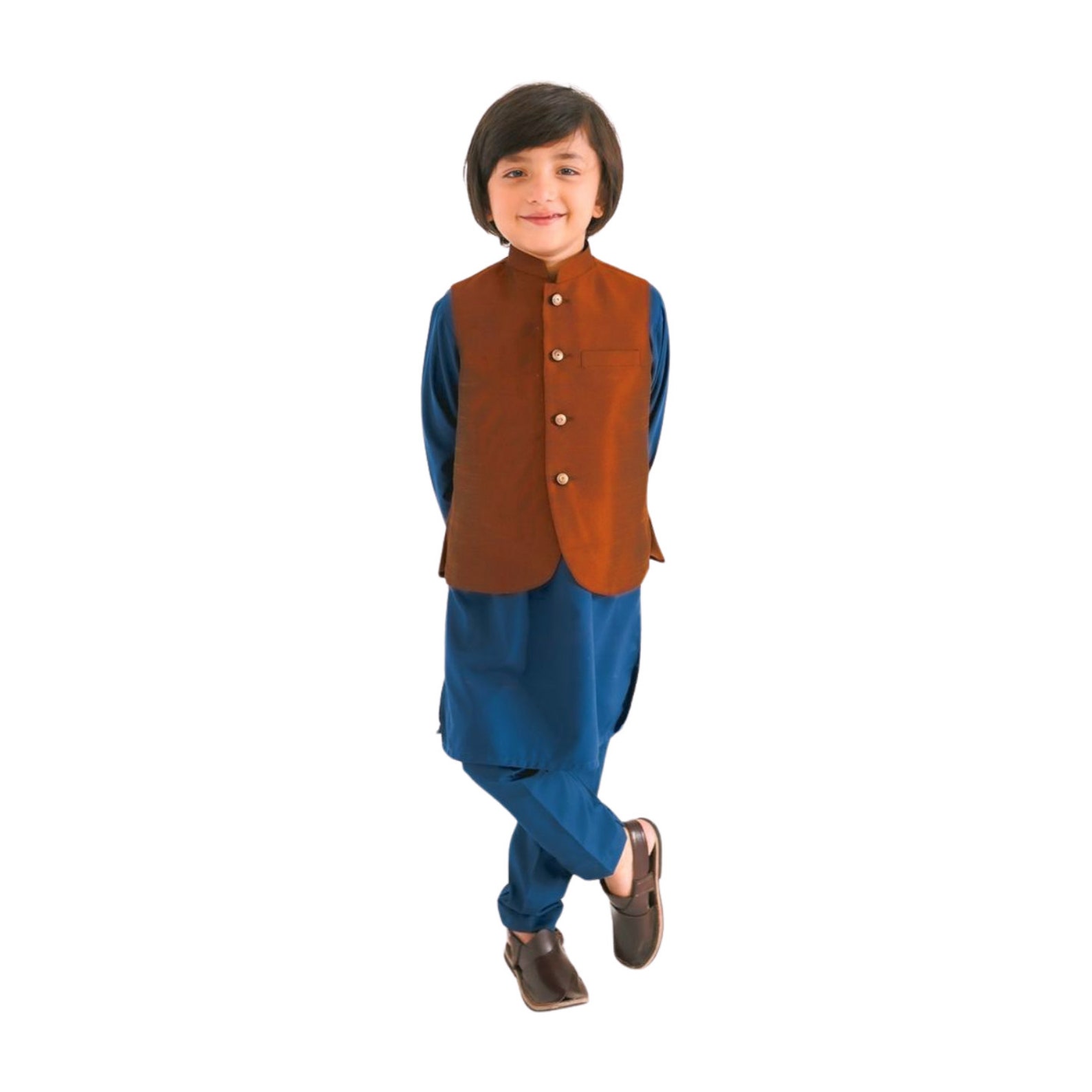 Rust Silk Koti Waistcoat Baby Kids; Ramadan, Eid, Kurta Pajama, Shalwar ...