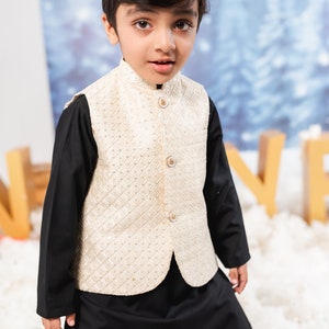 Ivory Embroidery Koti Waistcoat Baby Kids Ramadan, Eid, Kurta Pajama ...