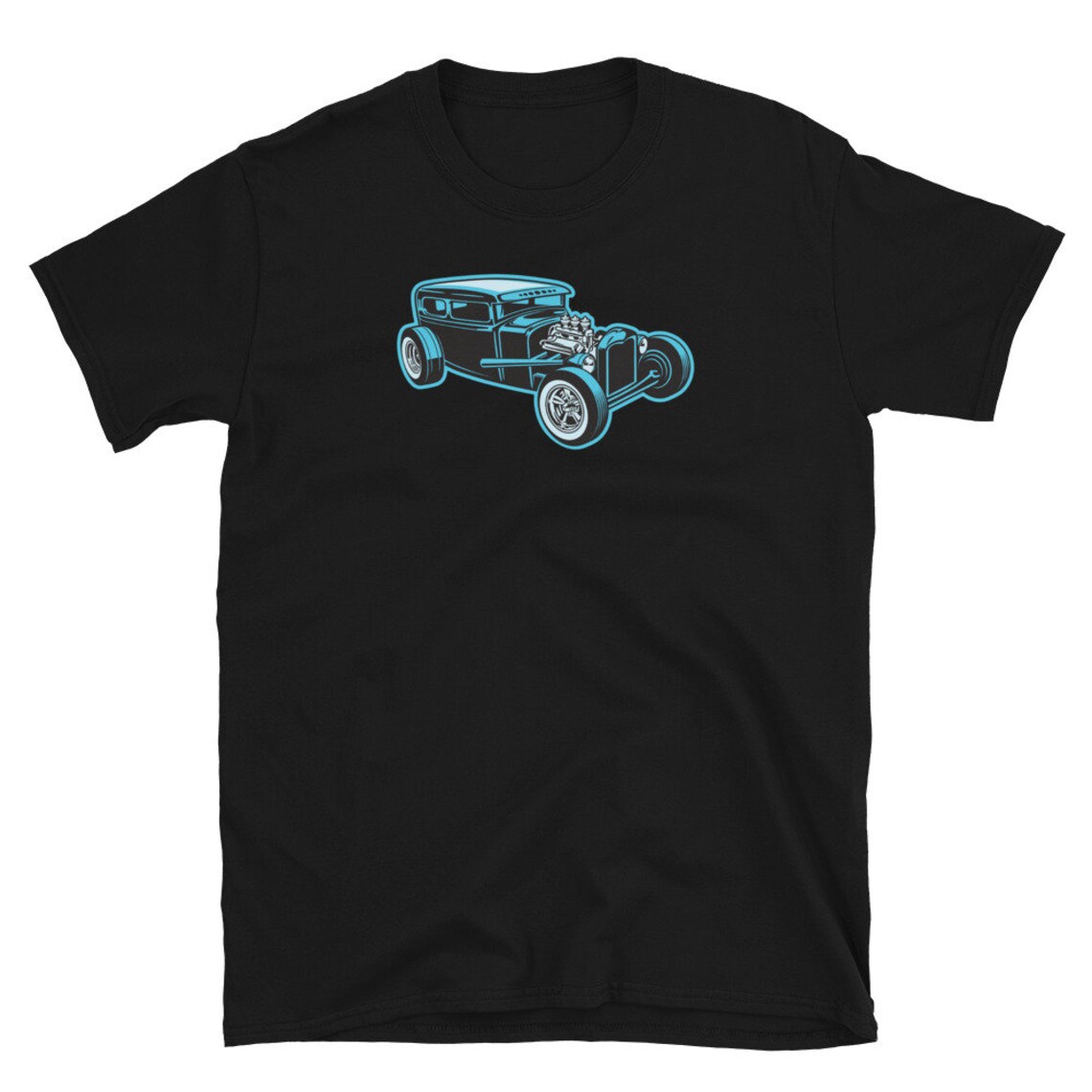 Vintage Hot Rod T-shirt in Blue, Ford Sedan Hot Rod, Rat Rod, Hot Rod T ...