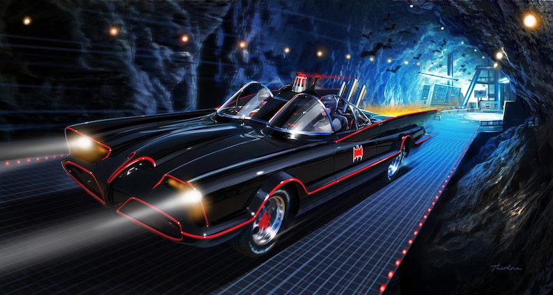 Batmobile Art Print, 1966 Batmobile, TV Batman, Batmobile, Vintage TV ...