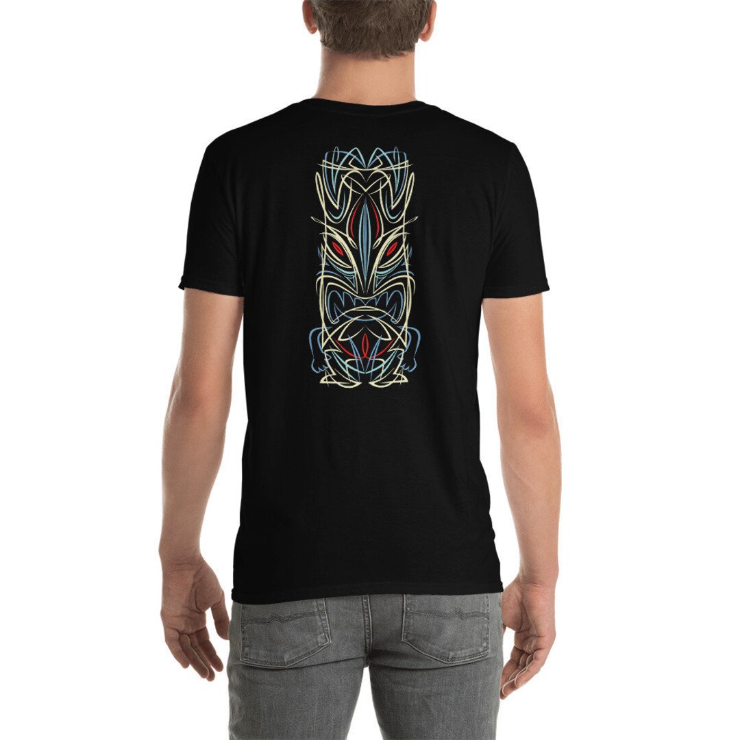 Pinstripe Tiki Head T-shirt, Tiki Culture, Rockabilly T-shirt, Deluxe ...