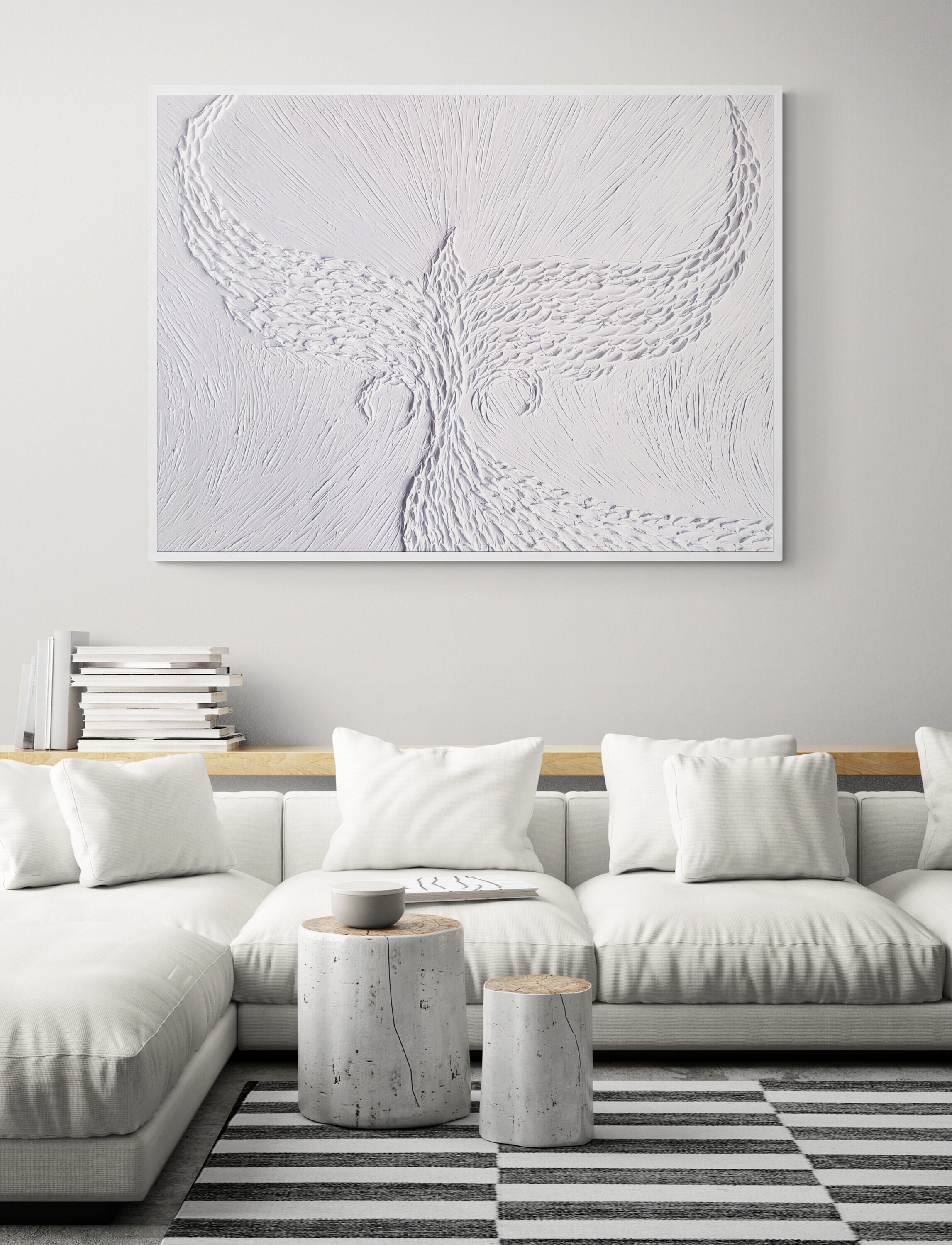White Textured Phoenix Rising Art Symbolizes Rebirth & Renewal ...