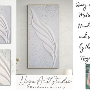 Minimalist White Feather Plaster Wall Decoration, 3D Wall Art for ...