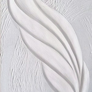 Minimalist White Feather Plaster Wall Decoration, 3D Wall Art for ...