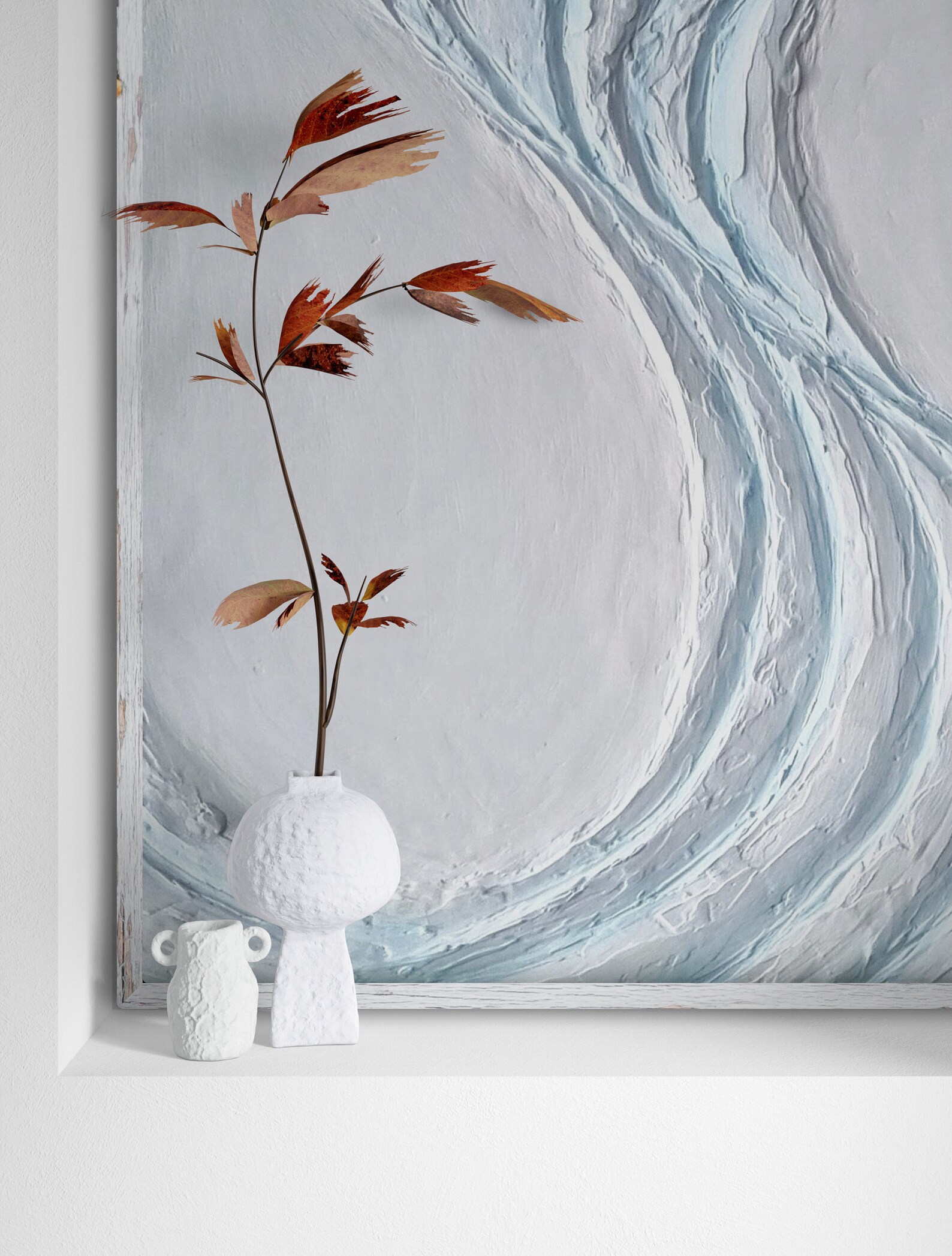 Abstract Ocean Wave Plaster Wall Sculpture, 3D Beach Wall Art, Beach ...