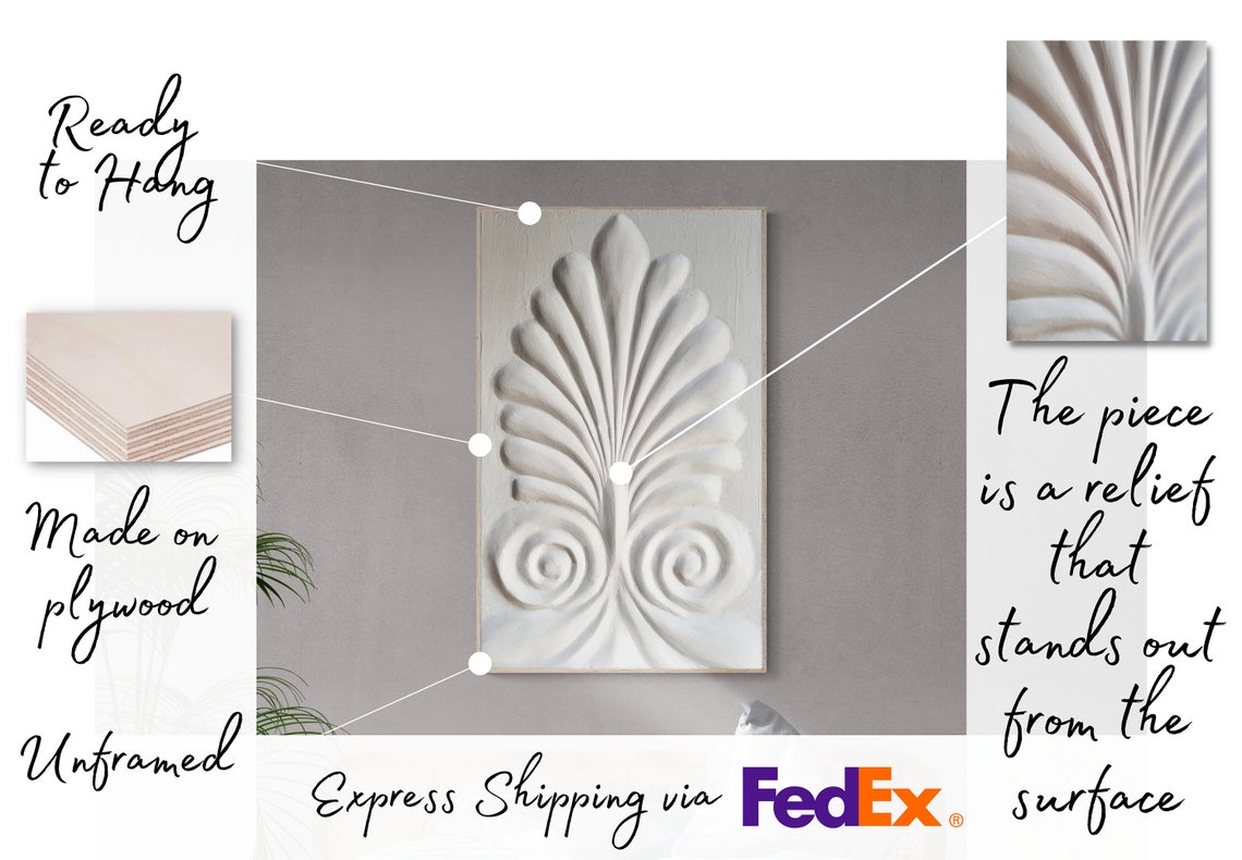 Greek Antefix Plaster Wall Art, 3D Wall Art for Your Greek Decor ...