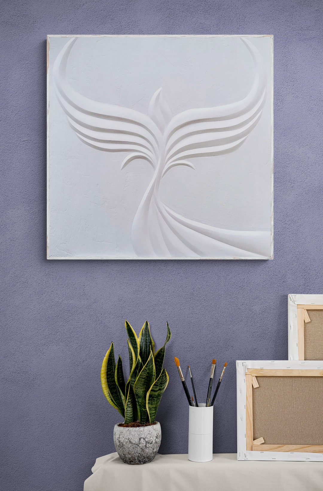White Phoenix Rising: 3D Plaster Art - Greek Mythology Bas Relief - Etsy