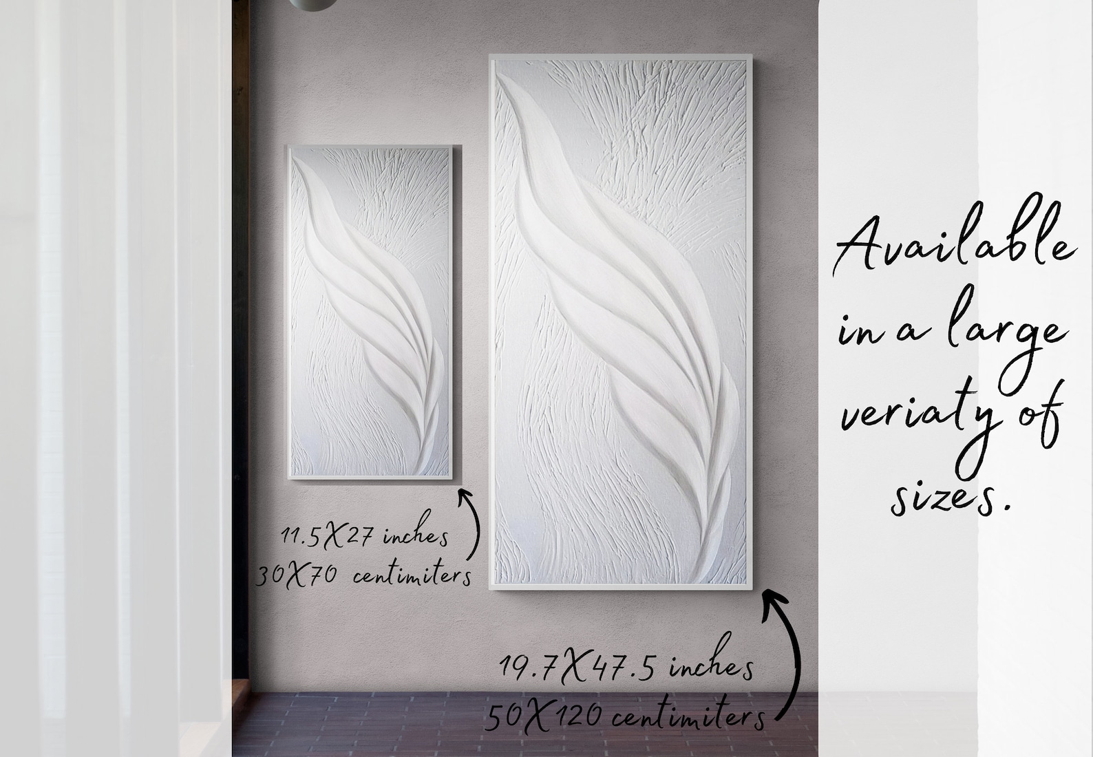 Minimalist White Feather Plaster Wall Decoration, 3D Wall Art for ...