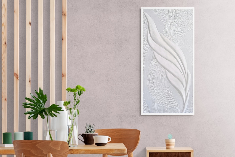 Minimalist White Feather Plaster Wall Decoration 3D Wall Art - Etsy