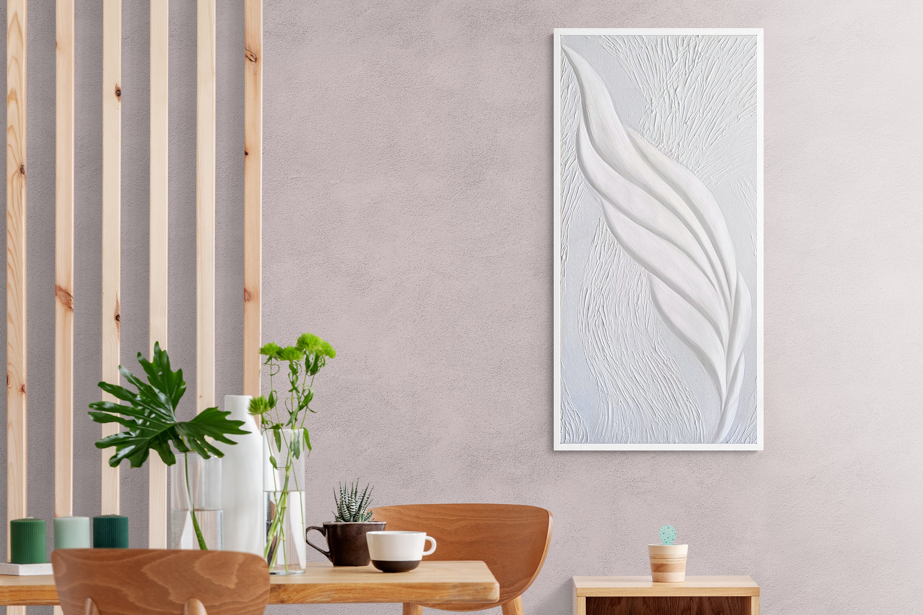 Minimalist White Feather Plaster Wall Art: 3D Bas Relief - Etsy