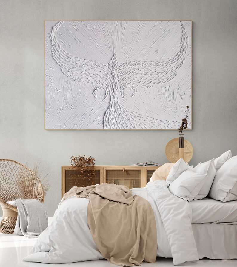 White Textured Phoenix Rising Art | Symbolizes Rebirth & Renewal ...